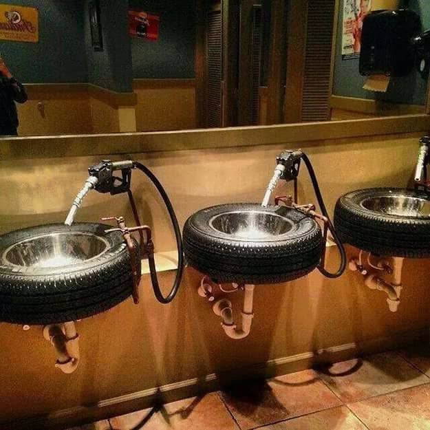 A Sink That Is Also a Tire, Perfect Idea for a Man Cave! • Recyclart